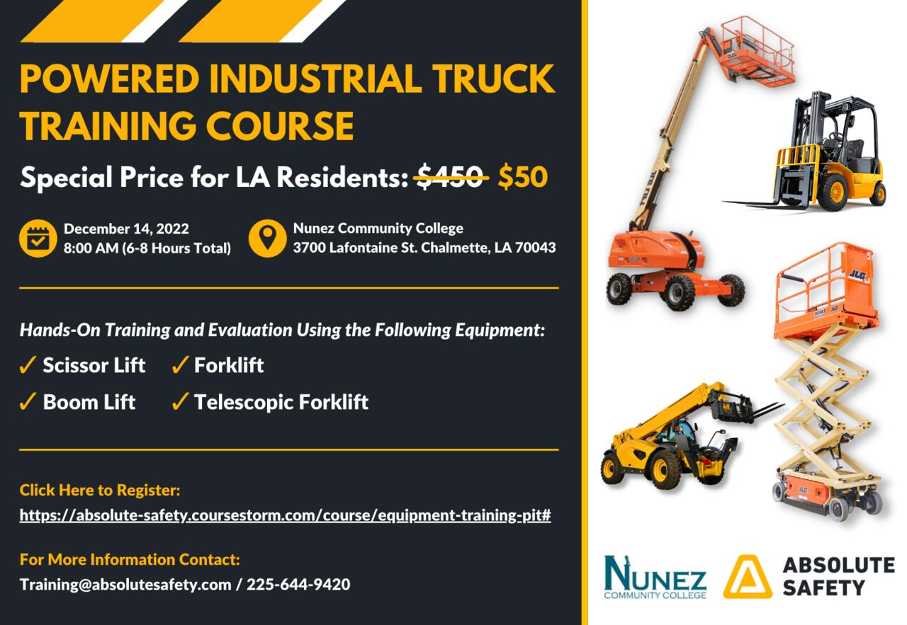 Nunez and Absolute Safety Offer $50 Powered Industrial Truck (PIT ...