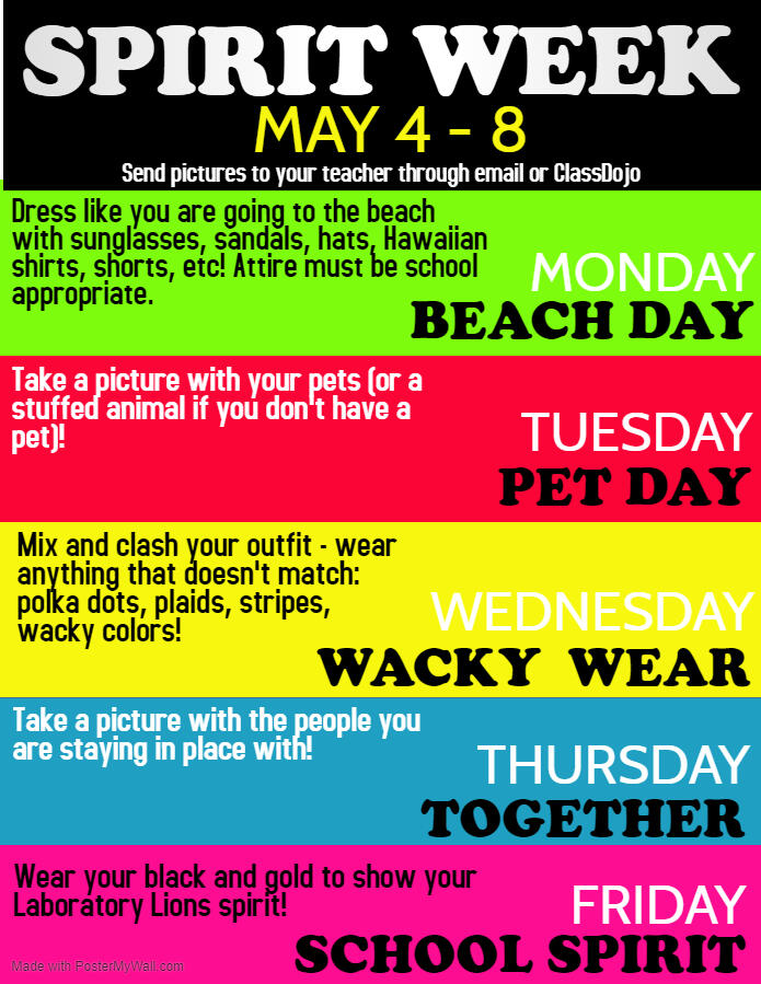 Virtual Spirit Week May 4-8 at our Laboratory Campus | Home Page ...
