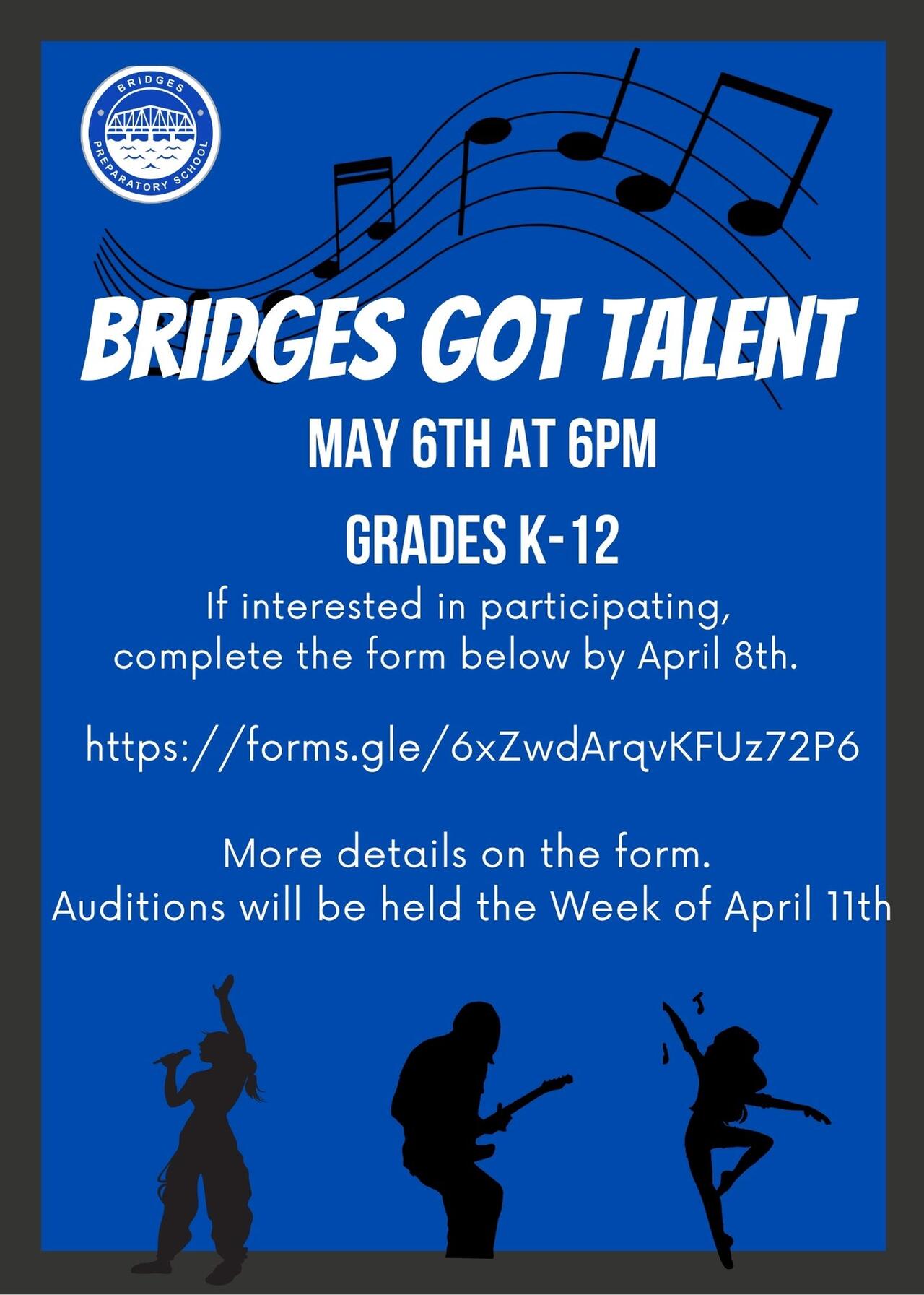 Talent Show - May 6th - Tryout Information Attached | Bridges ...