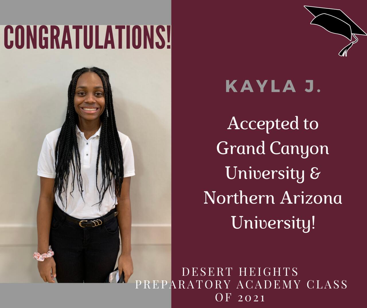 Congratulations Kayla! | Desert Heights Charter Schools
