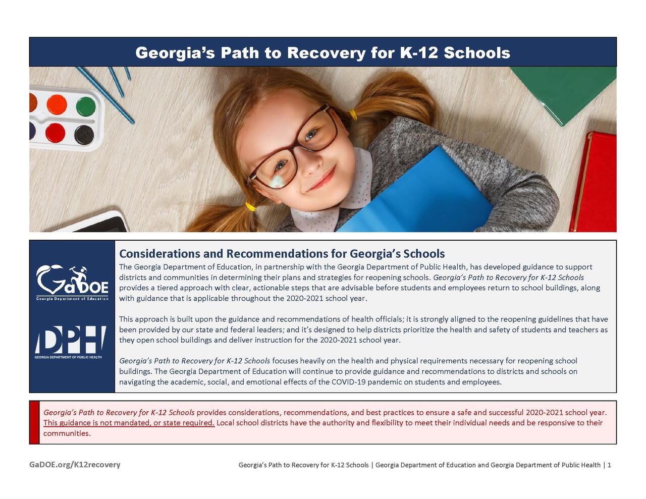 Georgia's K12 Recovery Plan Released | Update Center