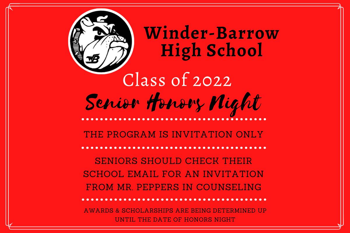 Senior Honors Night - 2022 | Winder-Barrow High School