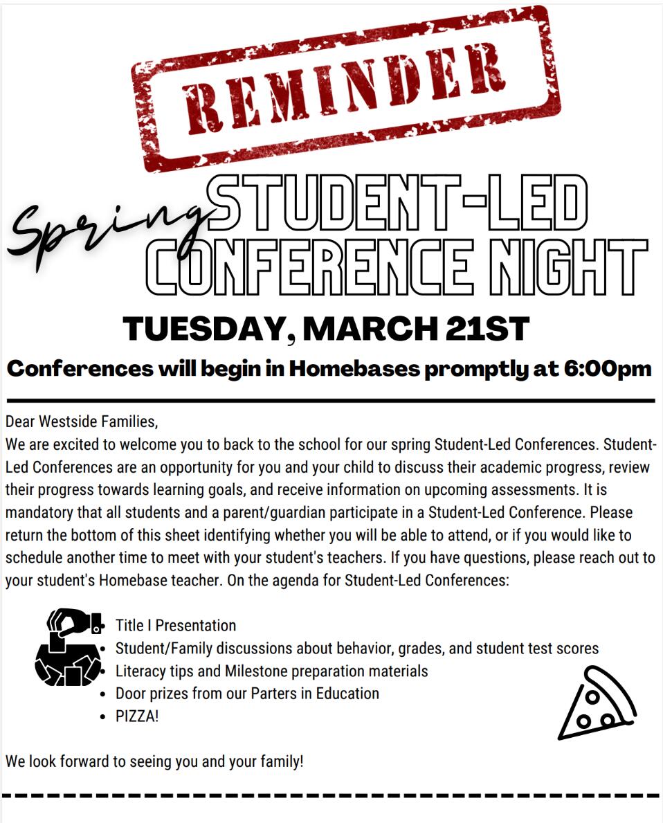 Reminder: Spring Student Led Conferences on March 21st | Westside ...