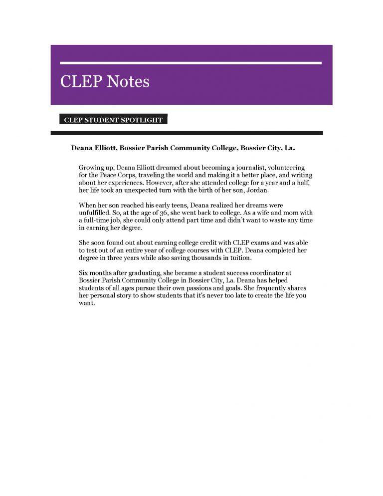 BPCC GRADUATE FEATURED IN MAY 2019 CLEP® NOTES NEWSLETTER | Bossier ...