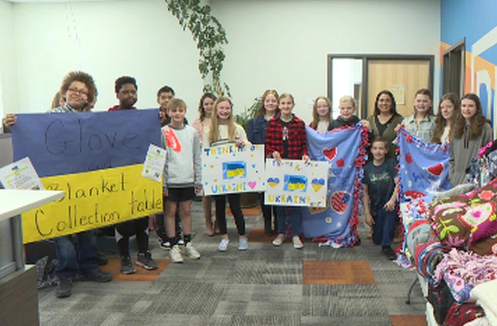 DMS Students Collect Blankets for Ukraine | Dickinson Middle School