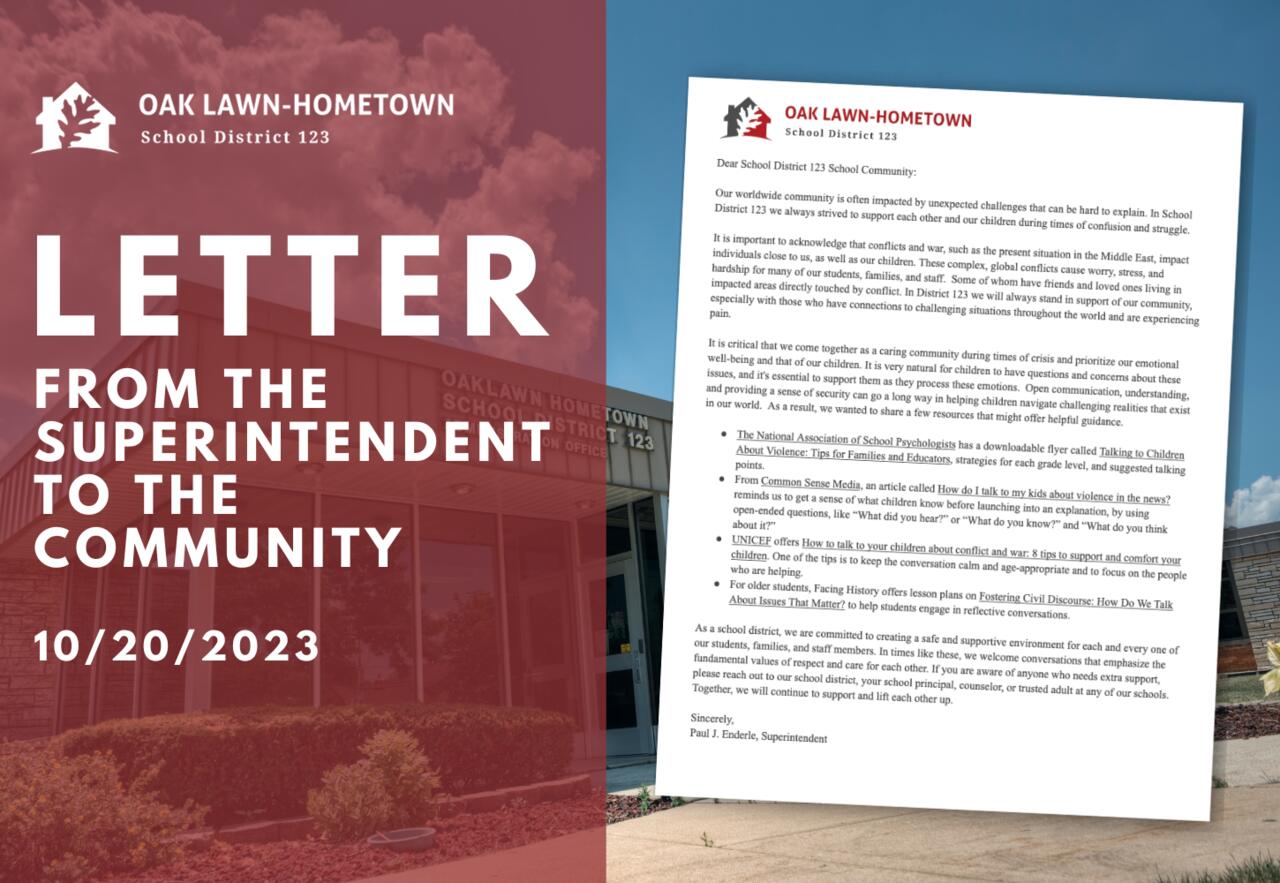 Letter to the Community from the Superintendent | Oak Lawn-Hometown ...