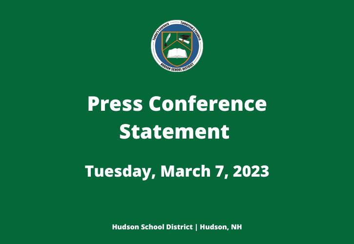 Press Conference Statement | Hudson School District