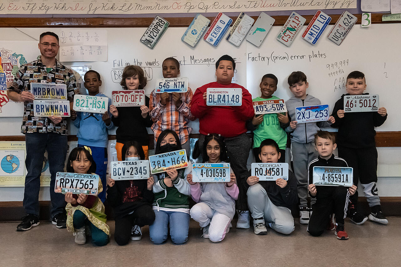 Mr. Brown's License Plate Lesson | Roscoe Conkling Elementary
