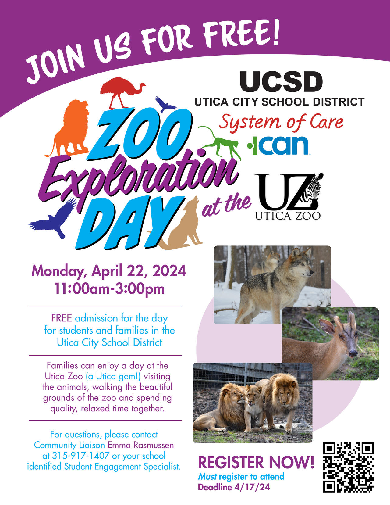 District News: FREE Zoo Exploration Day Hosted by ICAN! | Utica City ...