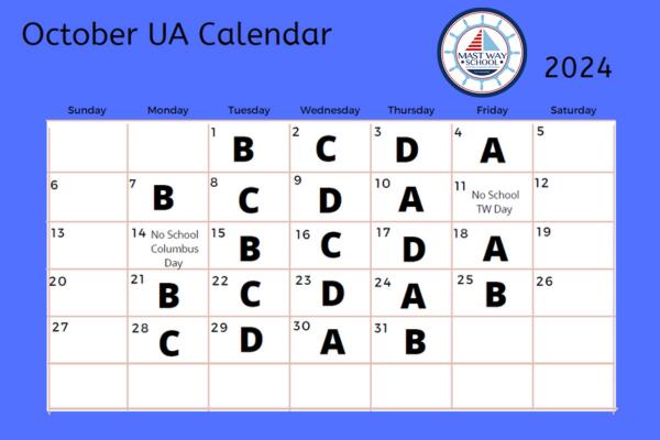 MW October 2024 Unified Arts Calendar | Mast Way (K-4)
