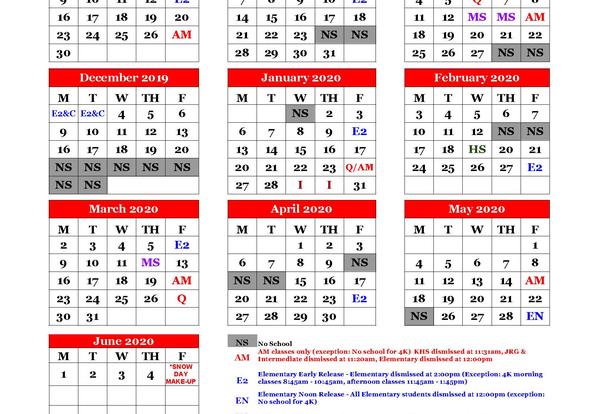 Parent Calendar for 2019-20 School Year Now Available | Communications