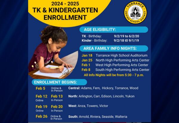 TK & Kinder District Enrollment Flyer | Adams Elementary School